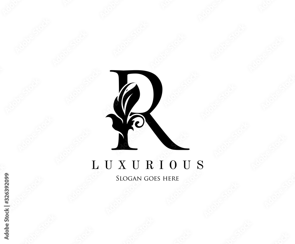 Initial R letter luxury beauty flourishes ornament monogram logo Stock ...