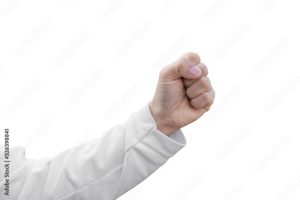 Fist hand symbol isolated on white background. Object with clipping ...