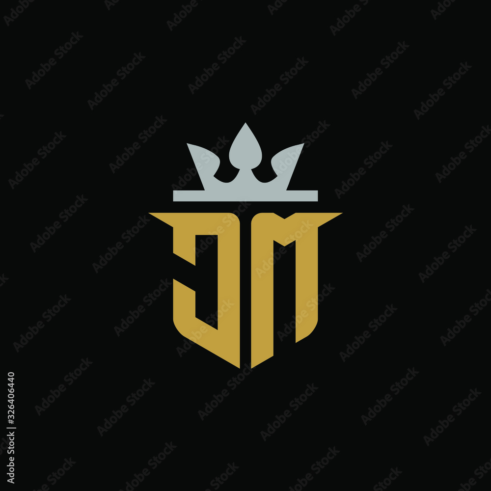 Initial Letter JM with Shield King Logo Design Stock Vector | Adobe Stock