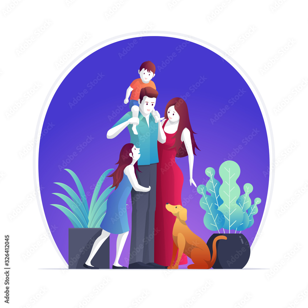 Happy family are standing pose. Vector illustration. Stock Vector ...