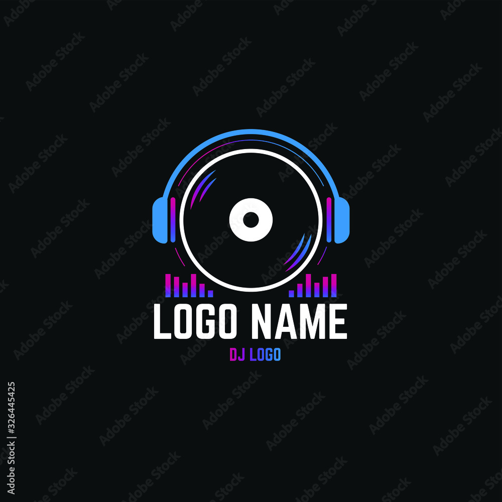 DJ logo vinyl, retro vintage musical label Stock-Vektorgrafik | Adobe Stock