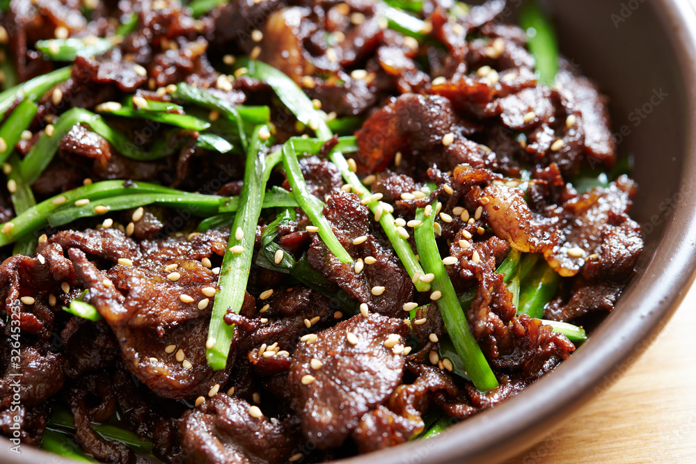 Bulgogi, Korean grilled marinated beef Stock Photo | Adobe Stock