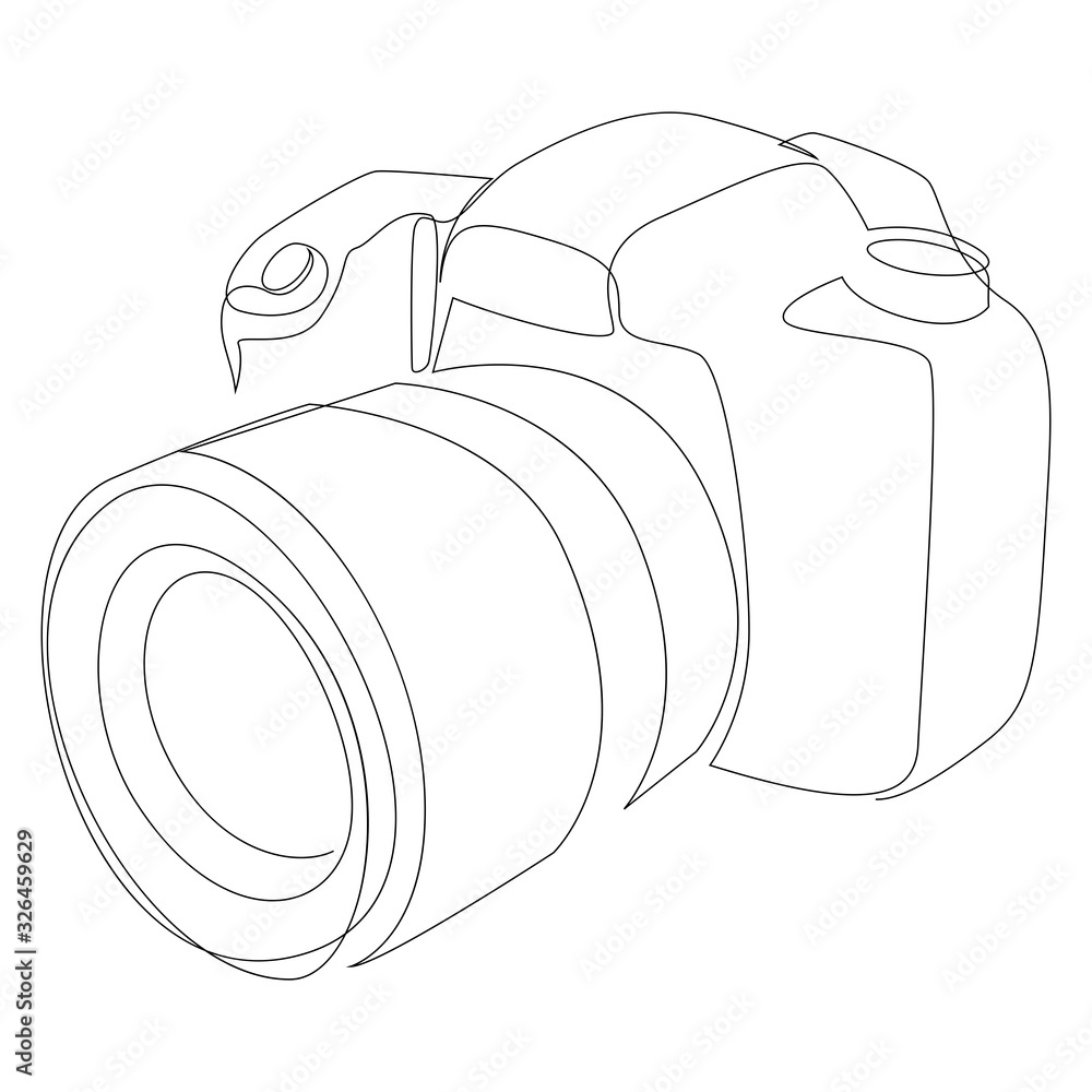 DSLR camera digital vector with one continuous single line drawing ...