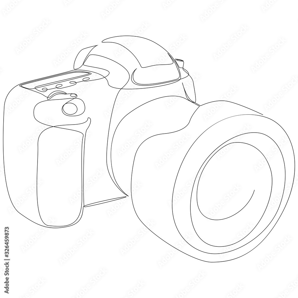 DSLR camera digital vector with one continuous single line drawing ...