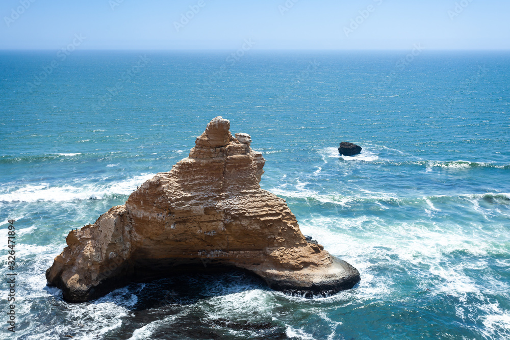 View of cathedral rock formation Paracas National Reserve, Peru. Stock ...