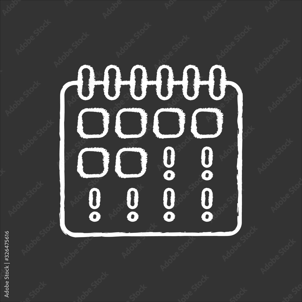 Missed period chalk white icon on black background. Early symptom of ...