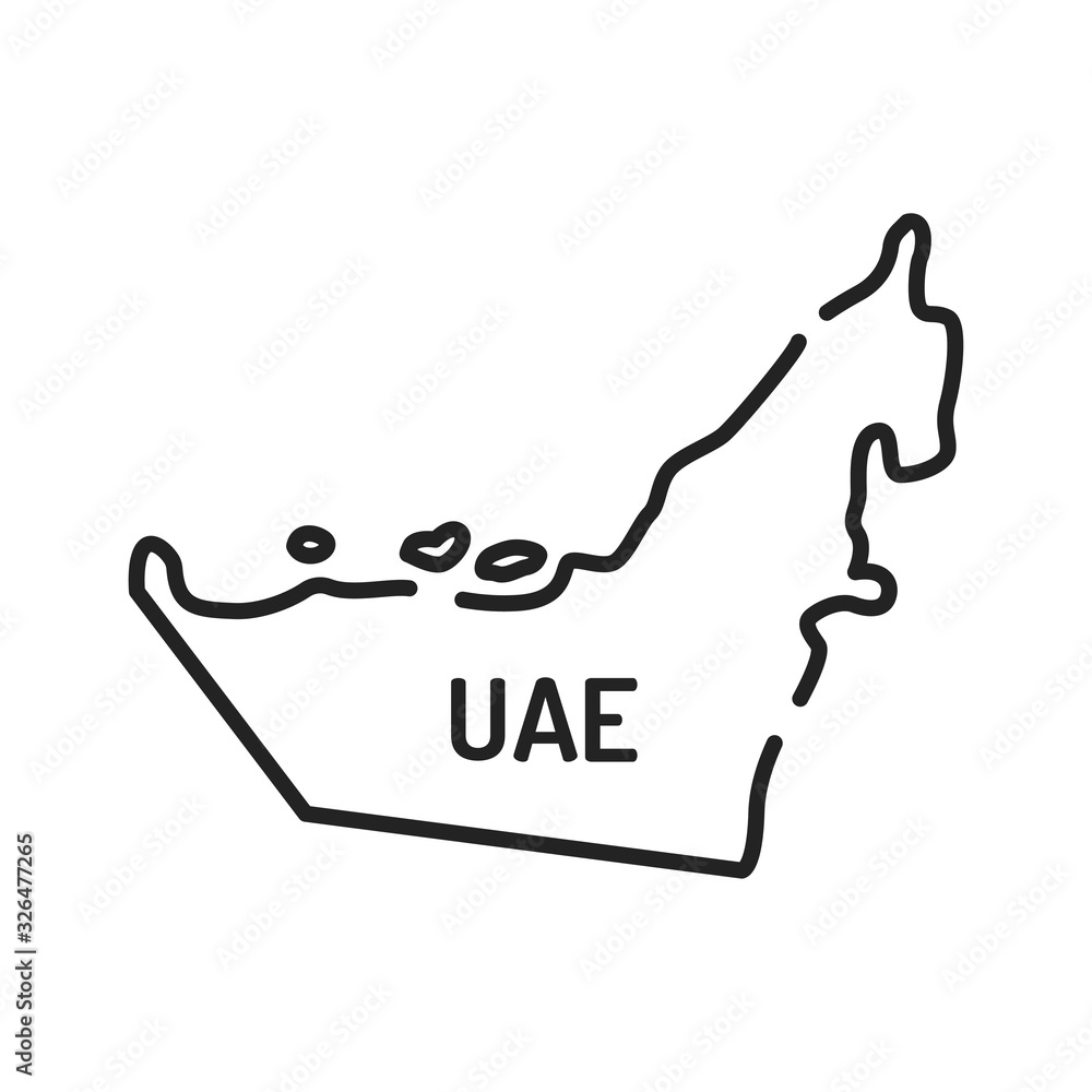 UAE map black line icon. Border of the country. Pictogram for web page ...