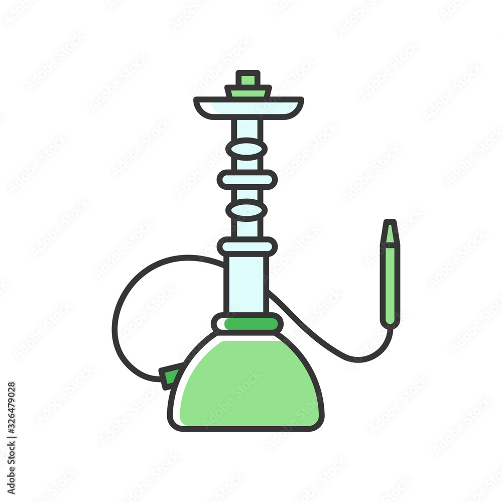 Hookah RGB green color icon. Sheesha house. Shisha bar for leisure ...