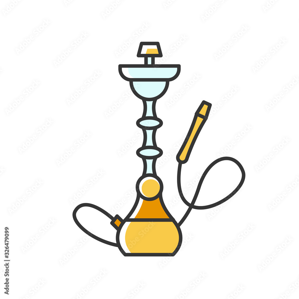 Hookah RGB yellow color icon. Sheesha house. Minimalistic object ...