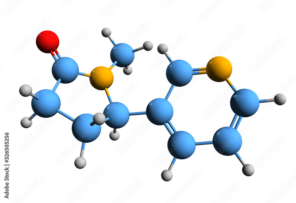 3D image of cotinine skeletal formula - molecular chemical structure of ...