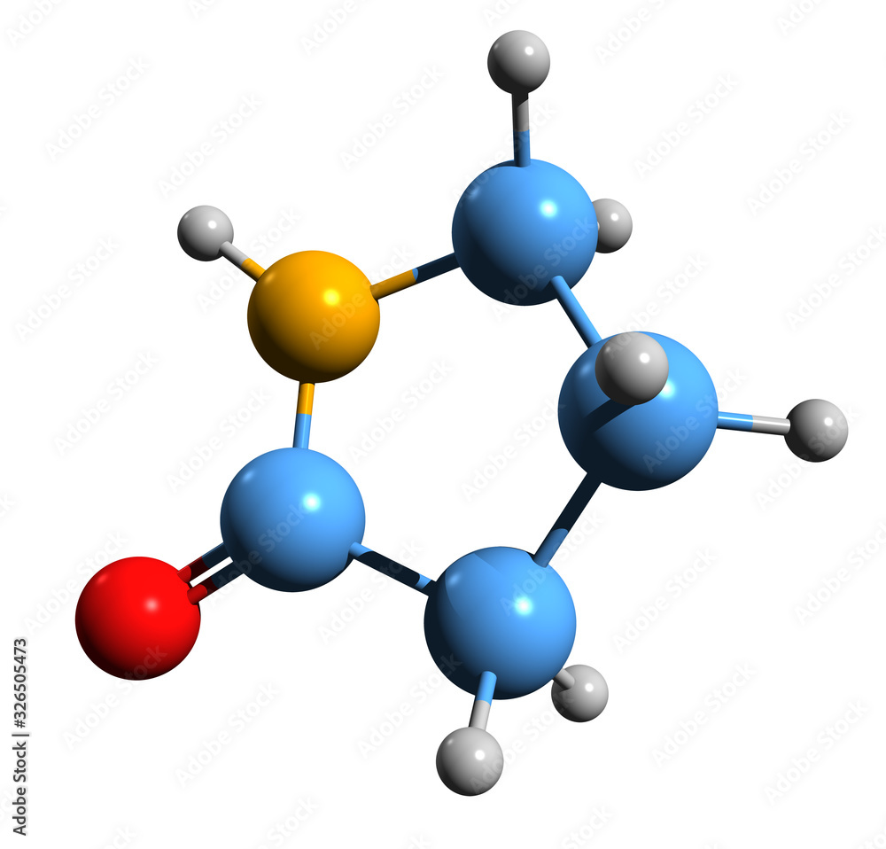 ภาพประกอบสต็อก 3D image of pyrrolidone skeletal formula - molecular ...