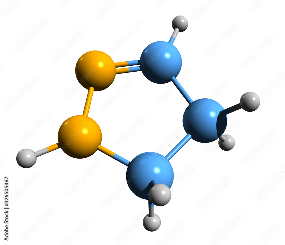 3D image of pyrazoline skeletal formula - molecular chemical structure ...