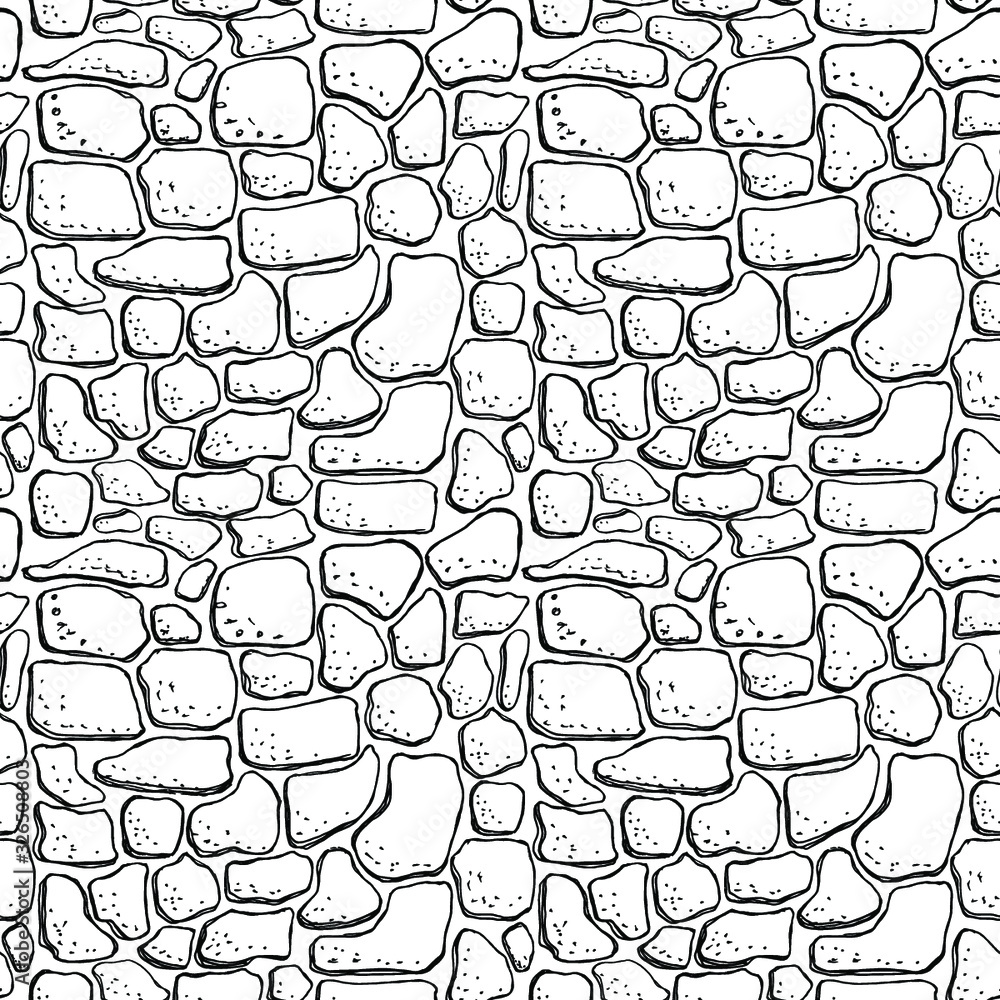 Seamless stonework pattern/ Black and white stone wall texture ...
