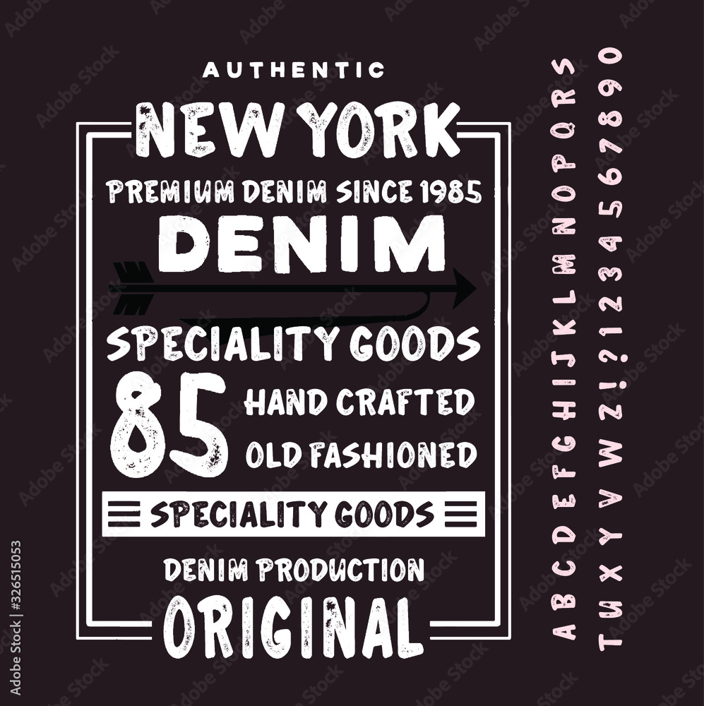 Original vintage Denim print for t-shirt or apparel. Old school vector ...