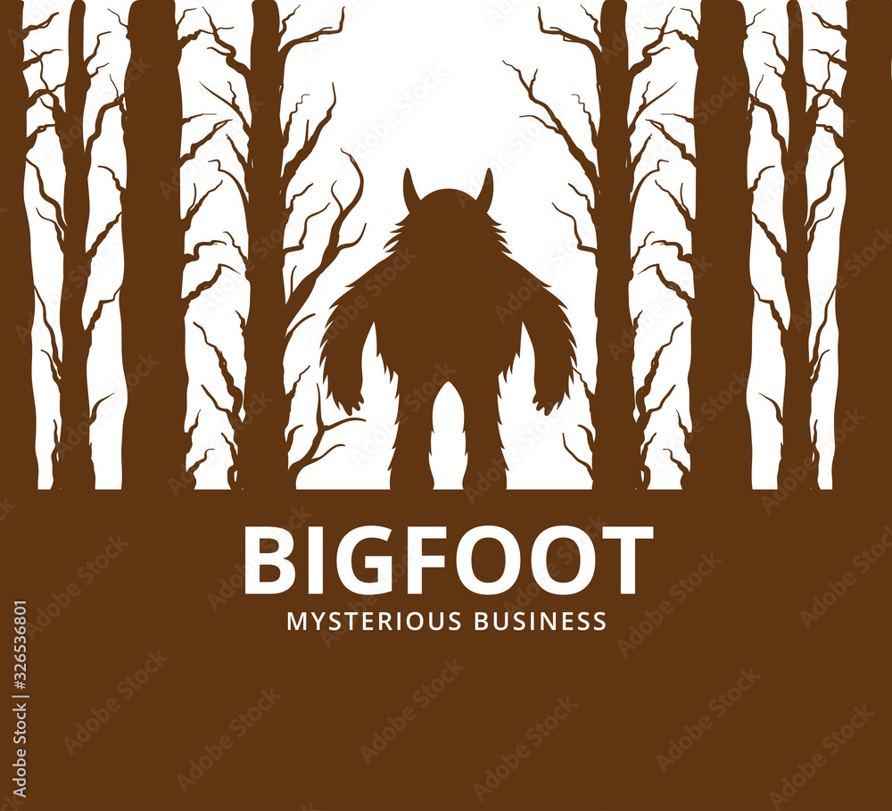 mysterious creature yeti in the middle of jungle vector poster design ...