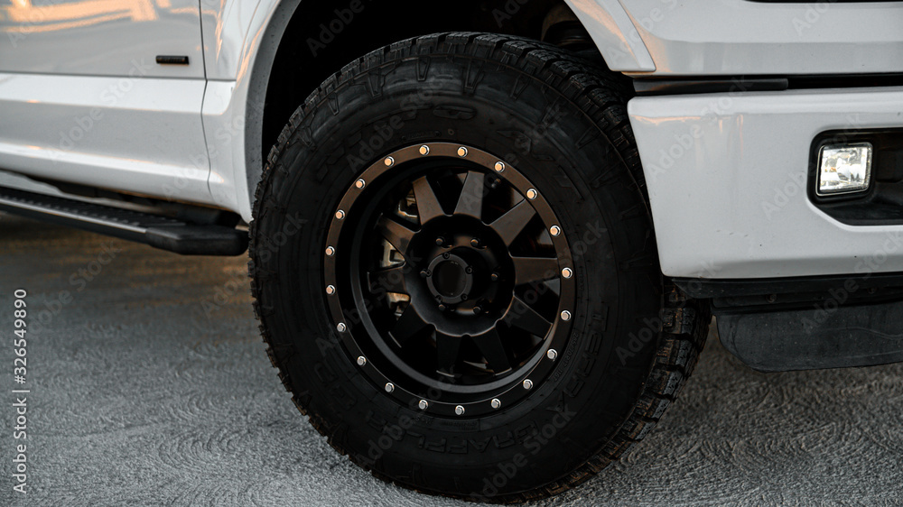 Black Wheels and Tires Truck Stock Photo | Adobe Stock