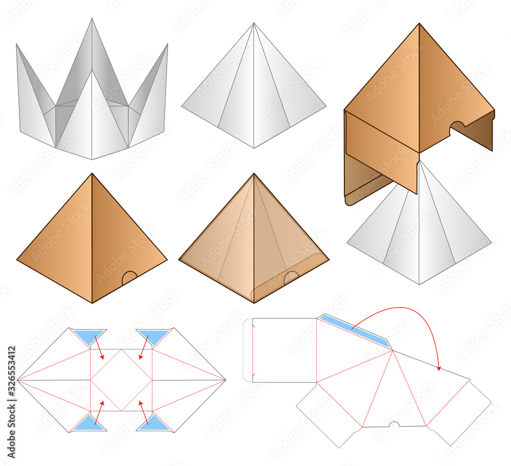 Pyramid box packaging die cut template design Stock Vector | Adobe Stock