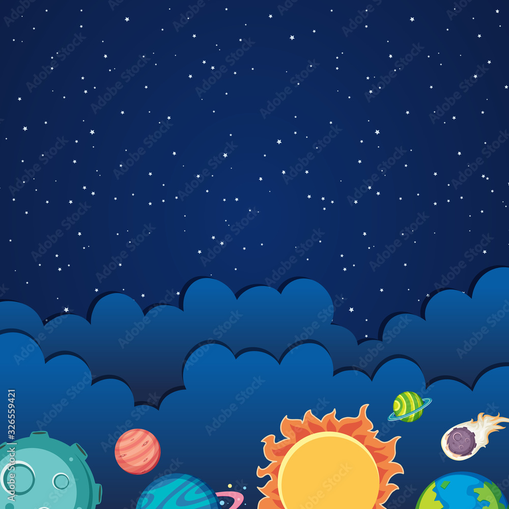 Background template design with solar system theme Stock Vector | Adobe ...