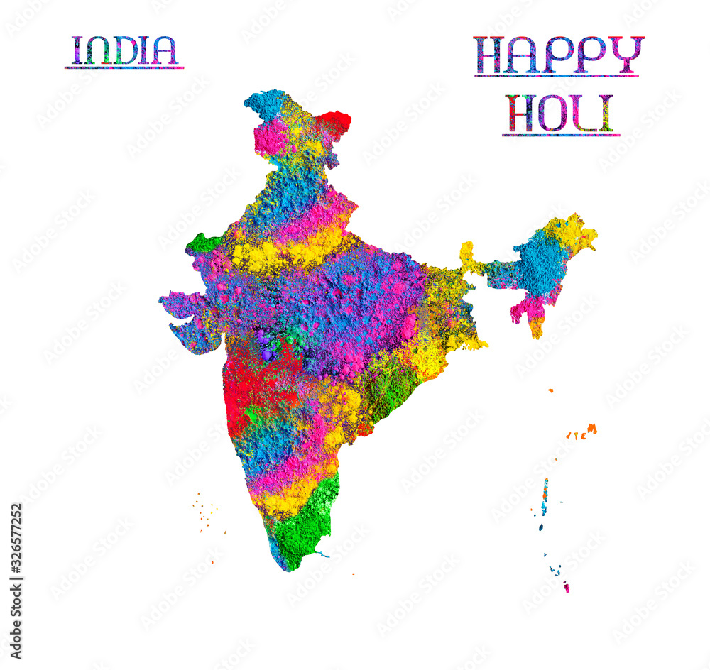 HAPPY HOLI, HOLI SPLASH ON INDIA MAP colourful india map Stock Photo ...