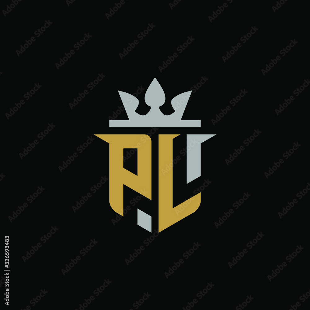 Initial Letter PL with Shield King Logo Design Stock Vector | Adobe Stock