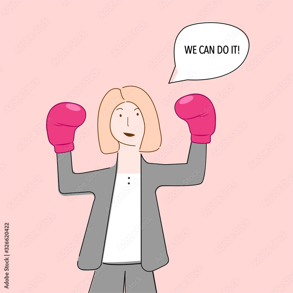 We Can Do It poster. Vector in cartoon style. Strong girl. Symbol of ...