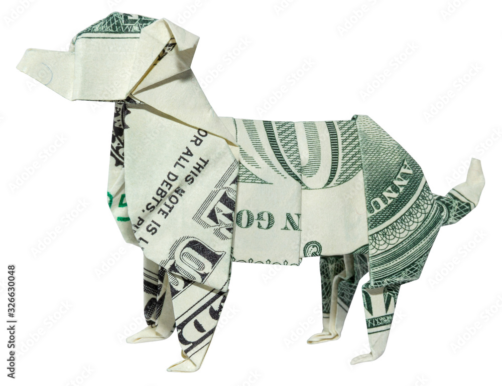 Money Origami Australian Shepherd Dog Folded with Real One Dollar Bill ...
