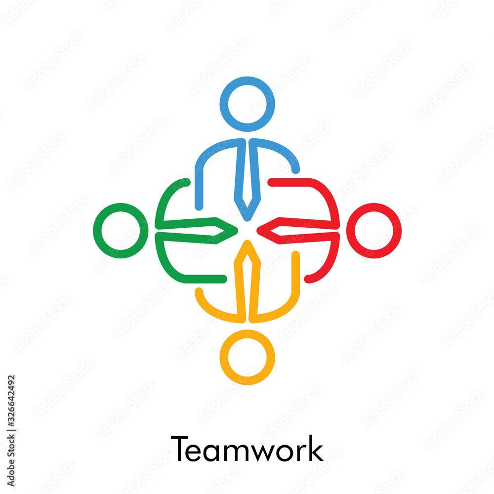 Símbolo trabajo en equipo. Icono plano lineal grupo de gente formando ...