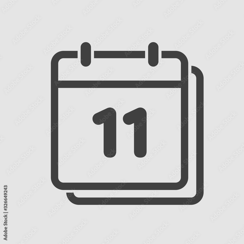 Vector icon calendar day, number 11, line flat Stock Vector | Adobe Stock