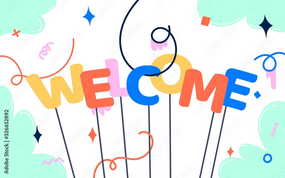 Welcome colorful vector email newsletter template with letters on ...