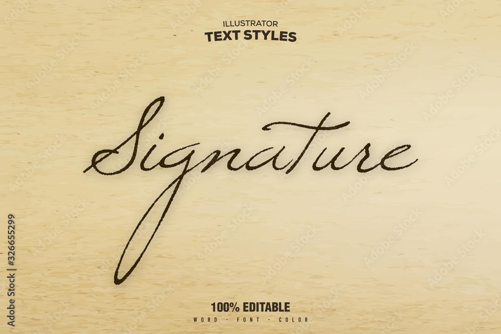 vintage signature organic handwriting text effect font style Stock ...
