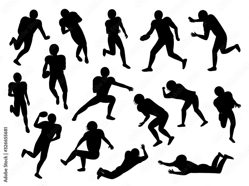 Set of team sports silhouette characters. Collection of american ...