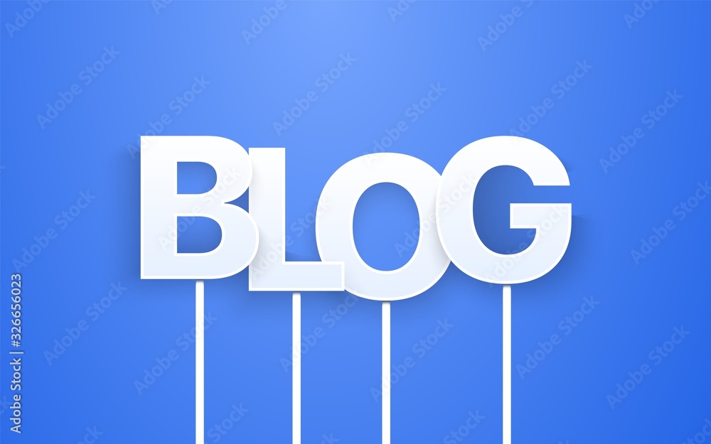White Blog text on blue background. Vector letters on sticks. Printable ...