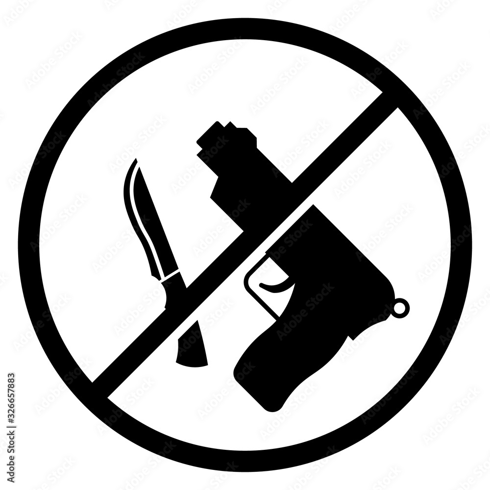 Firearms and other weapons are prohibited sign, Handgun and Knife Not ...