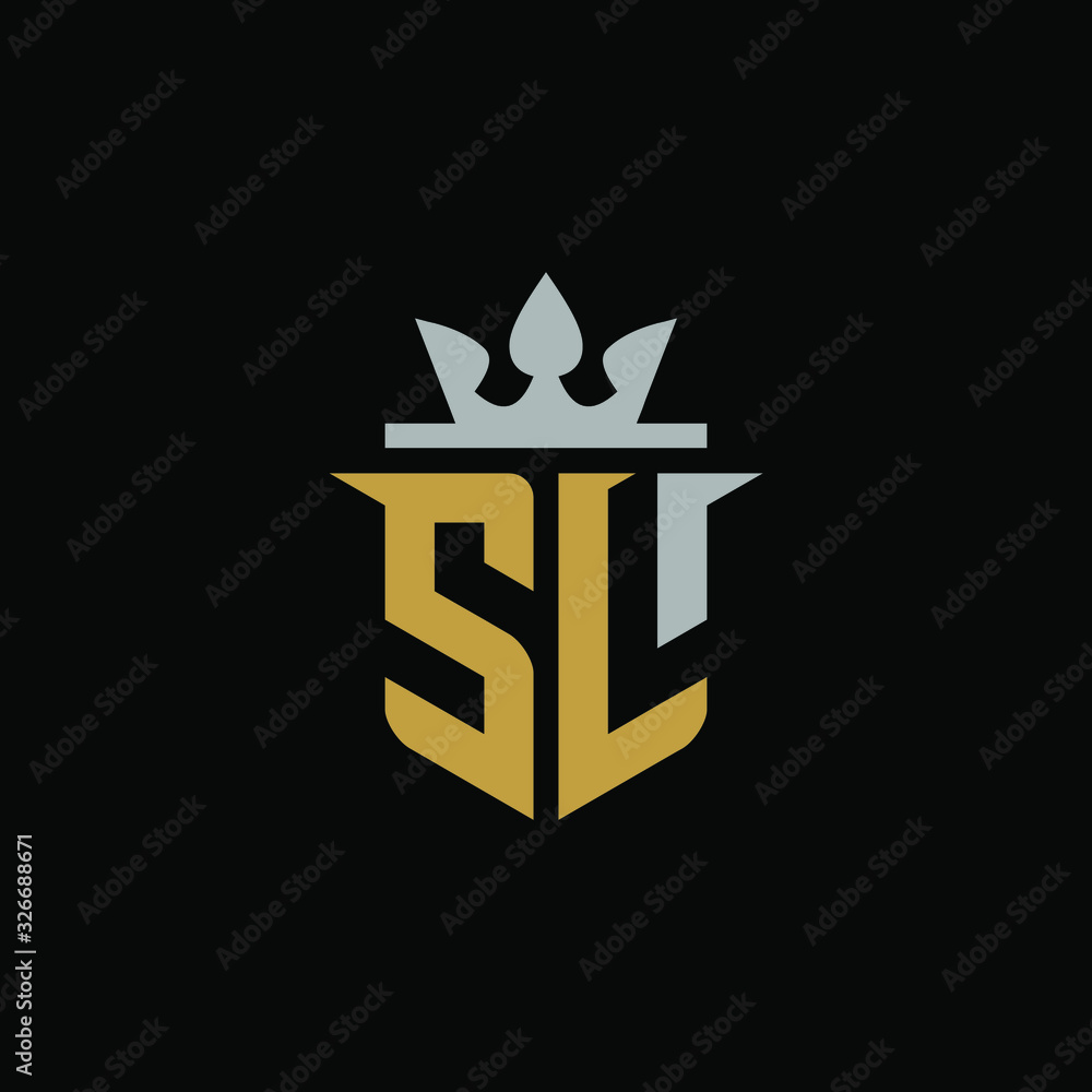 Initial Letter SL with Shield King Logo Design Stock Vector | Adobe Stock