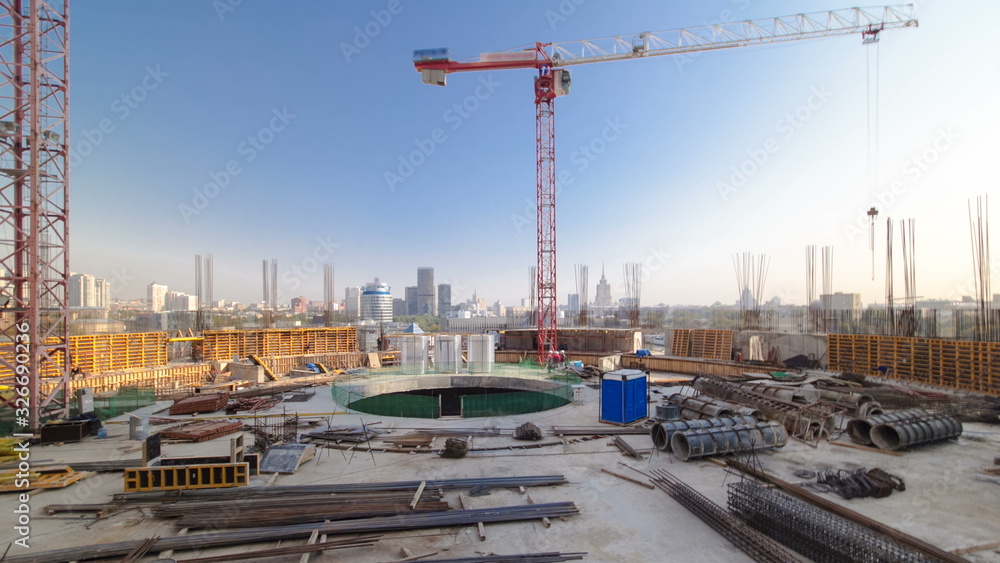 construction site on which to build high-rise buildings timelapse Stock ...