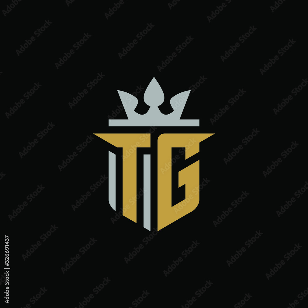 Initial Letter TG with Shield King Logo Design Stock Vector | Adobe Stock