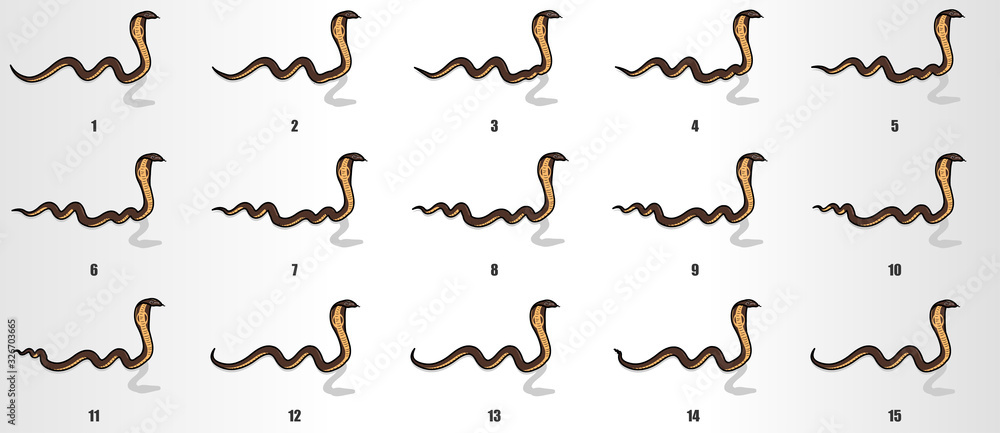 Sanke crawling animation sprite sheet, loop animation sequencce Stock ...