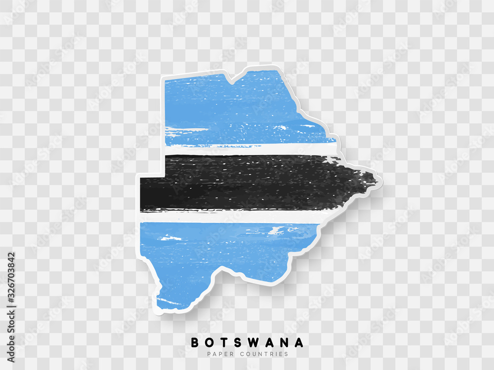 Botswana detailed map with flag of country. Painted in watercolor paint ...