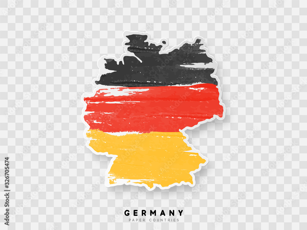 Germany detailed map with flag of country. Painted in watercolor paint ...