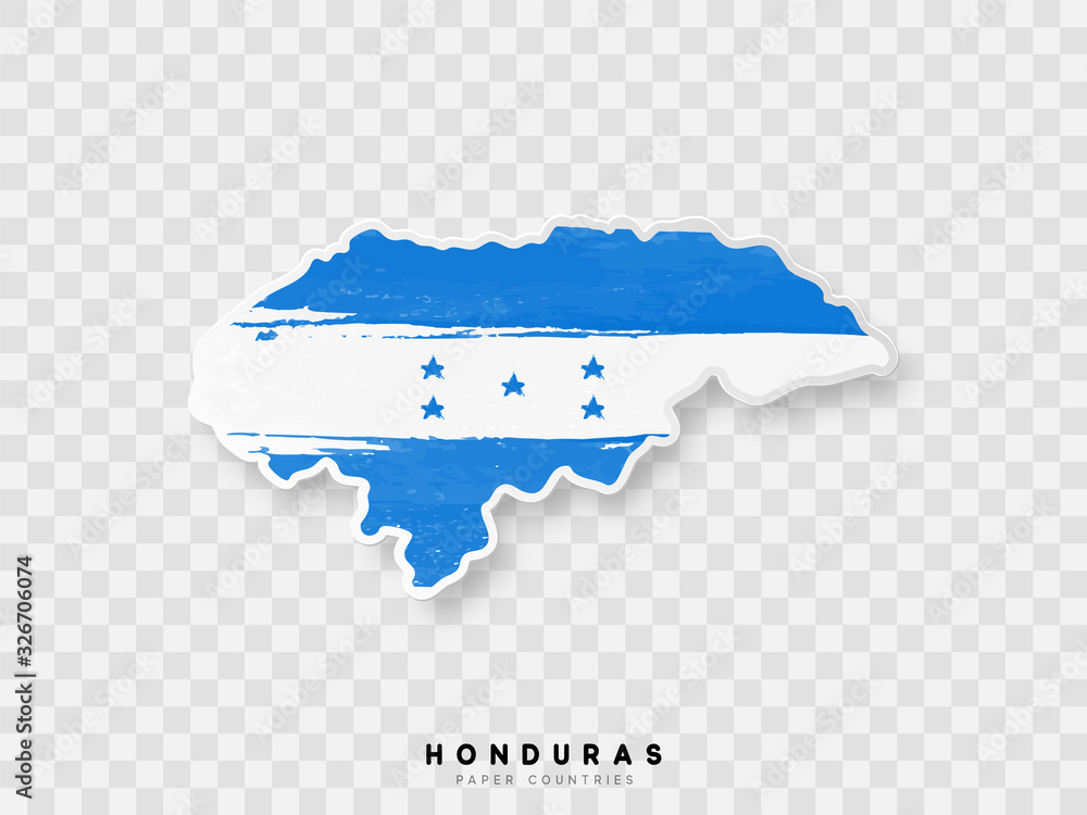Honduras detailed map with flag of country. Painted in watercolor paint ...