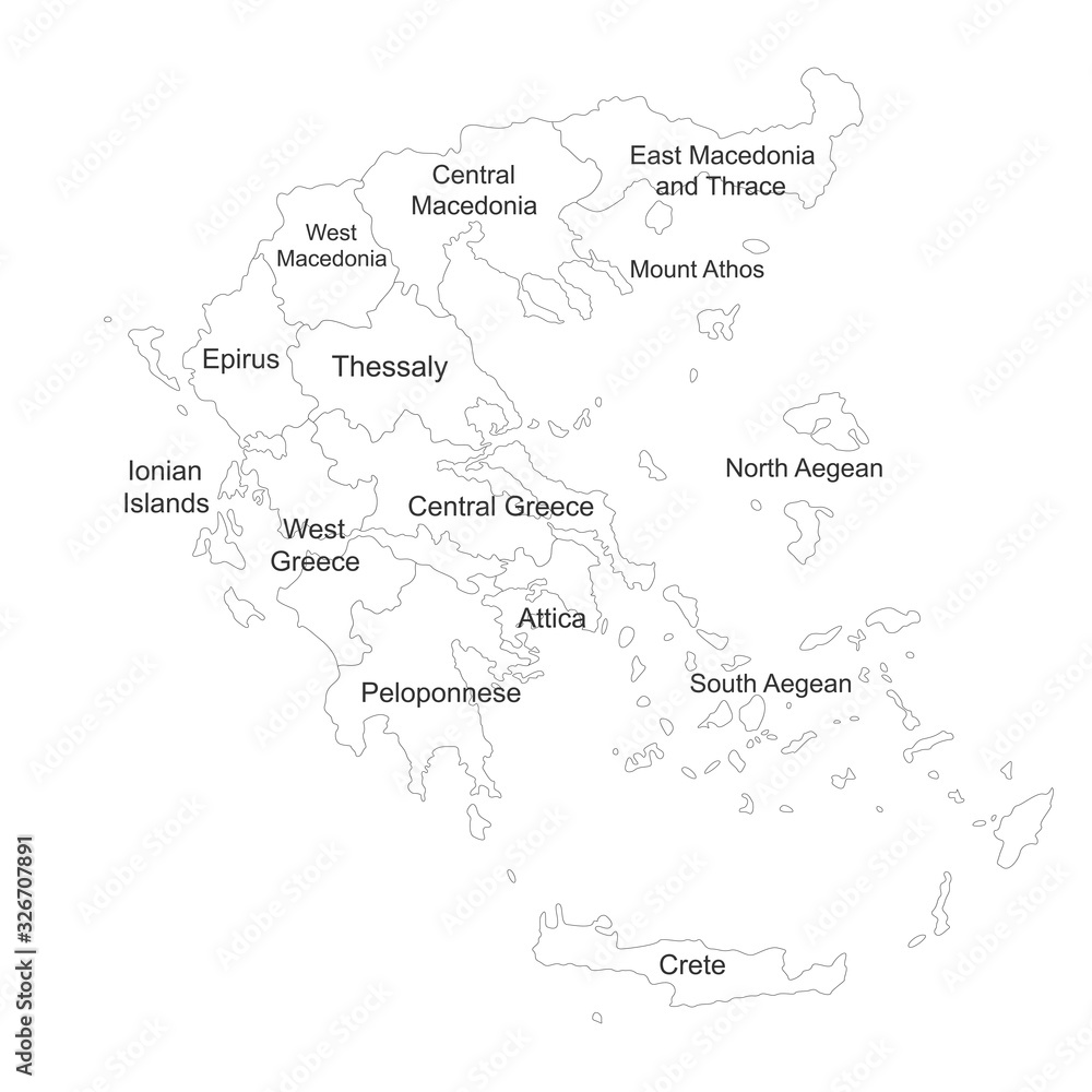 Greece map with name labels on white background. Political map. Perfect ...