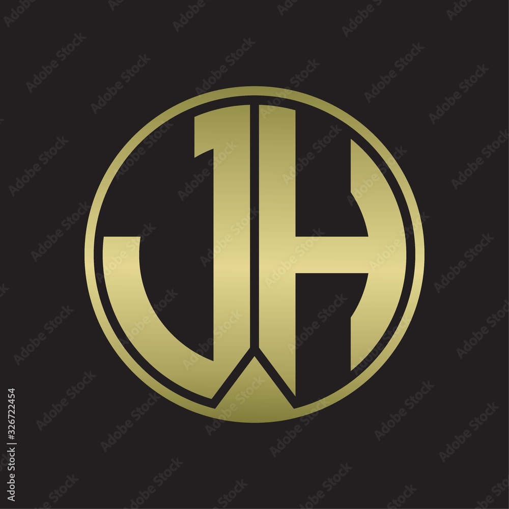 JH Logo monogram circle with piece ribbon style on gold colors Stock ...