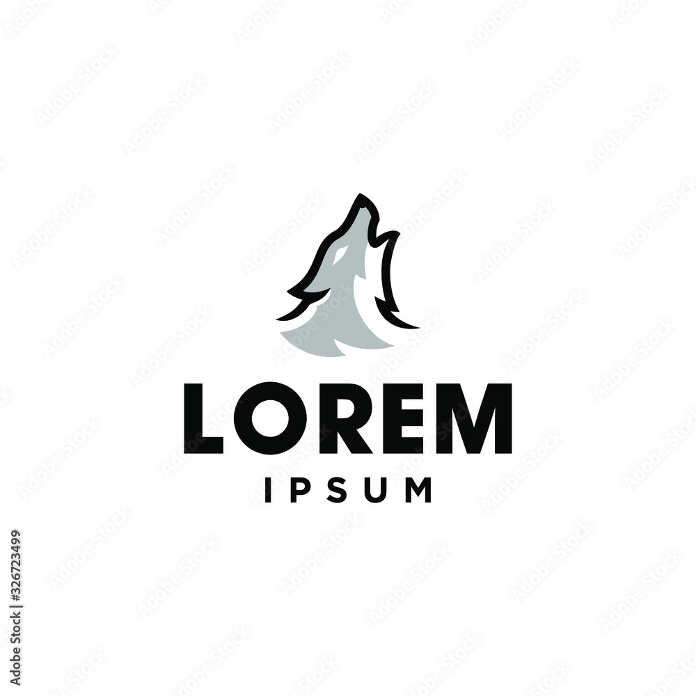 aggresive attack howling beast wolf fox mascot logo icon vector line ...