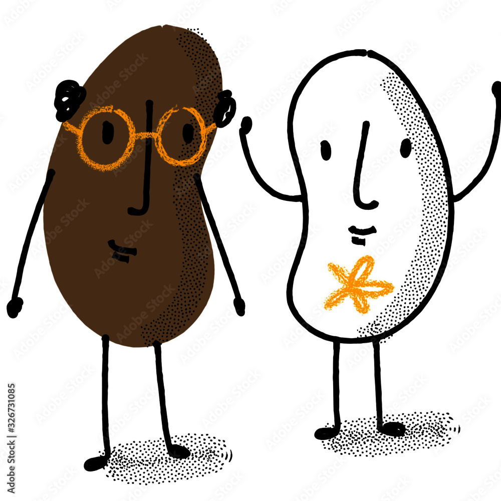 Human Beans. Two bean-shaped characters (vectors) on white background ...