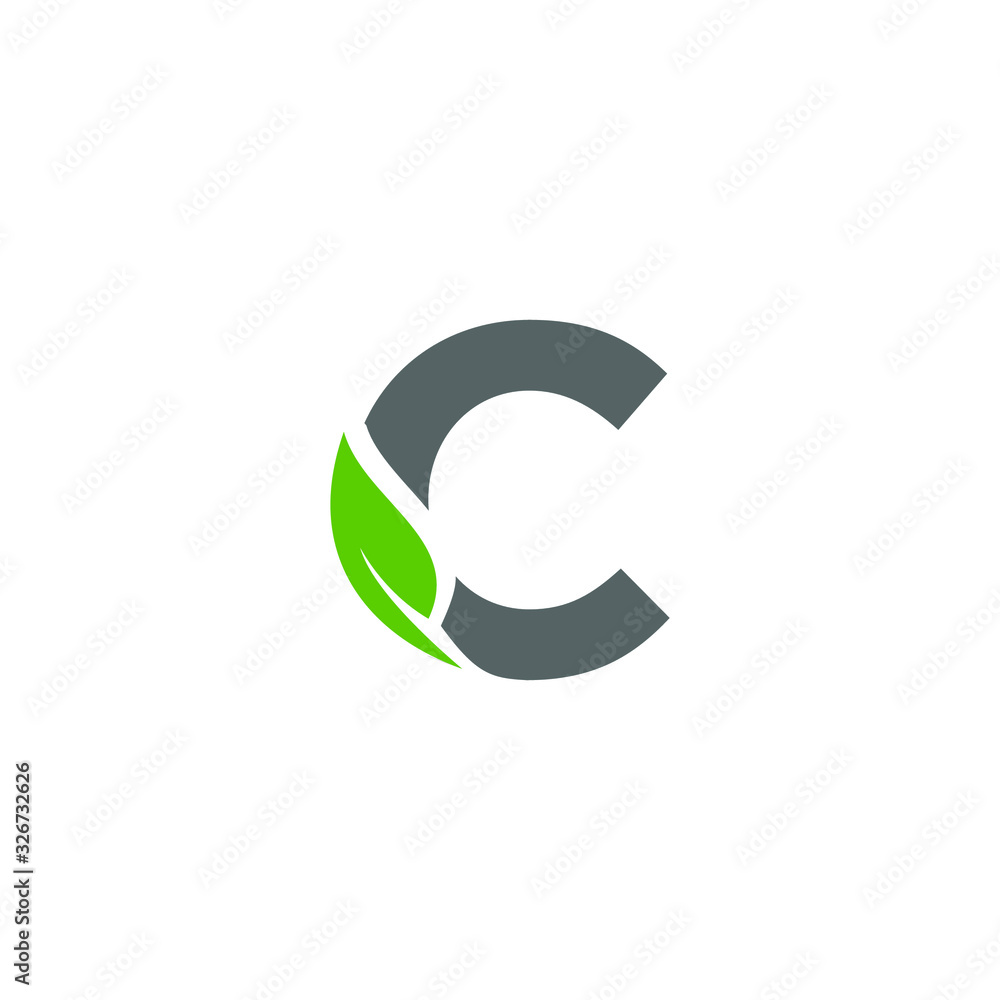 Initial Letter C with Leaf Logo Design Stock Vector | Adobe Stock
