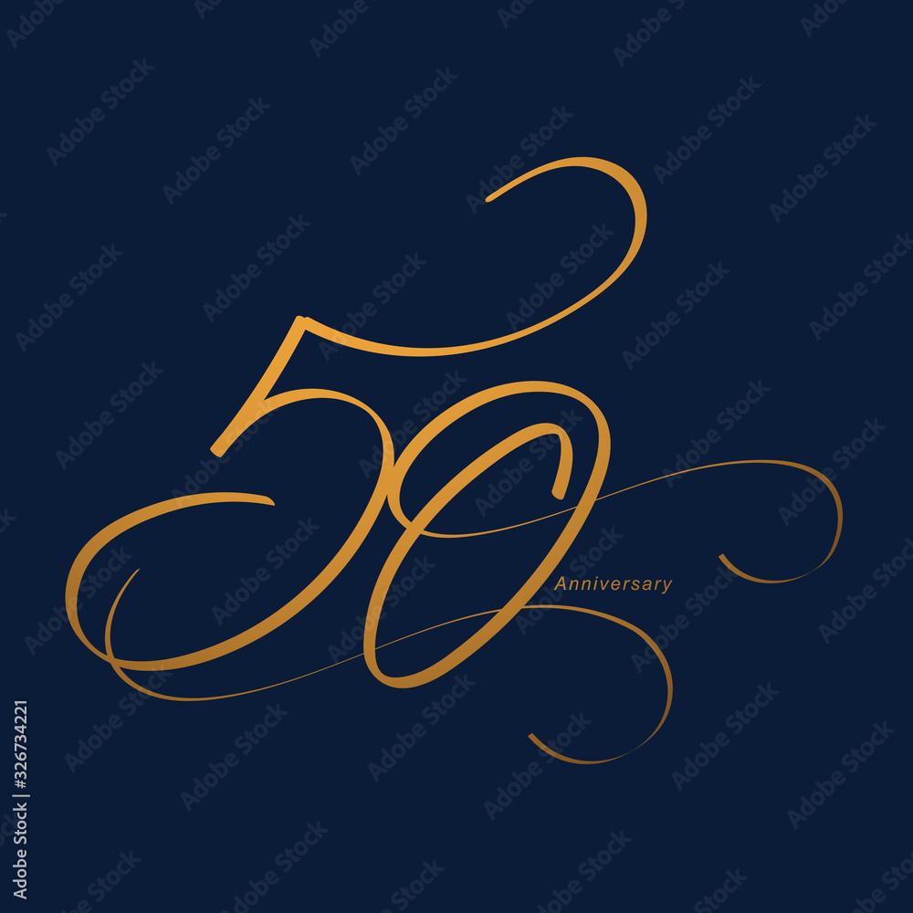 Handwriting celebrating, anniversary of number 50, 50th year ...