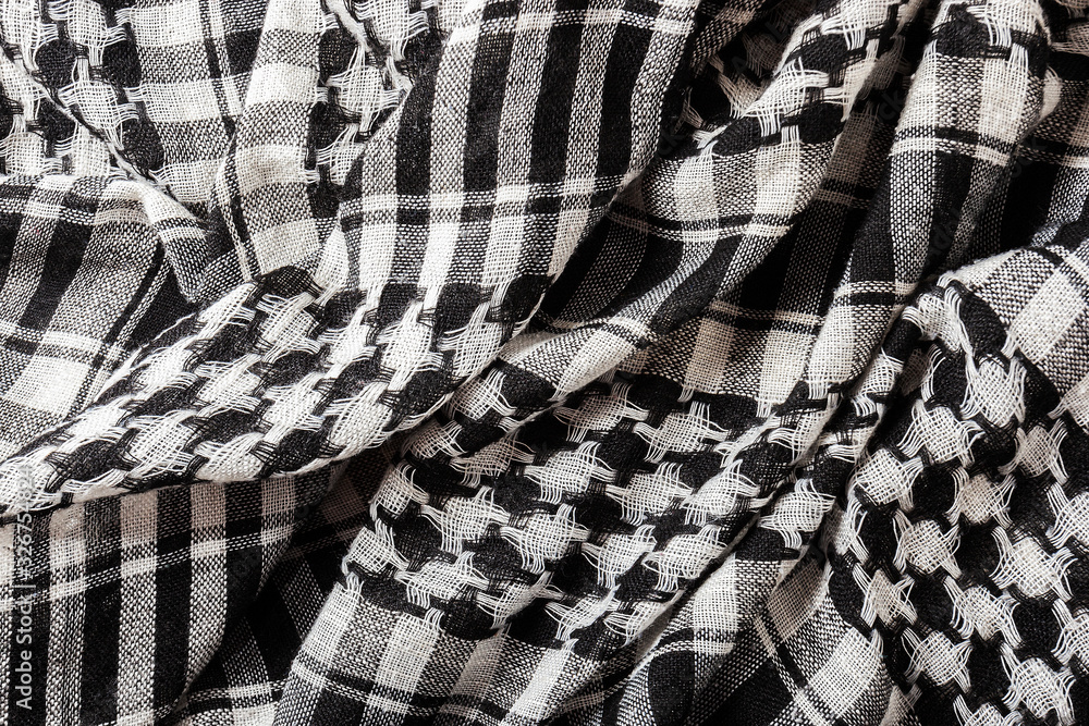 Saudi men’s national headdress called Ghutrah. Traditional tissue black ...