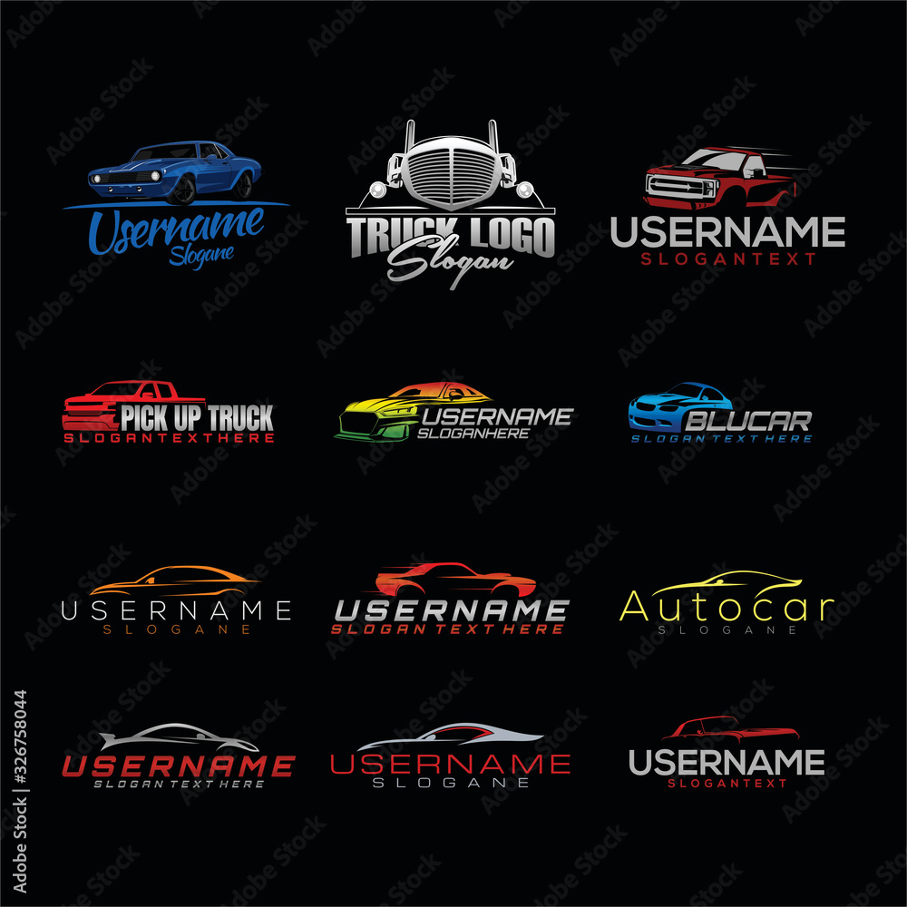 car truck suv logo design vector set Stock Vector | Adobe Stock