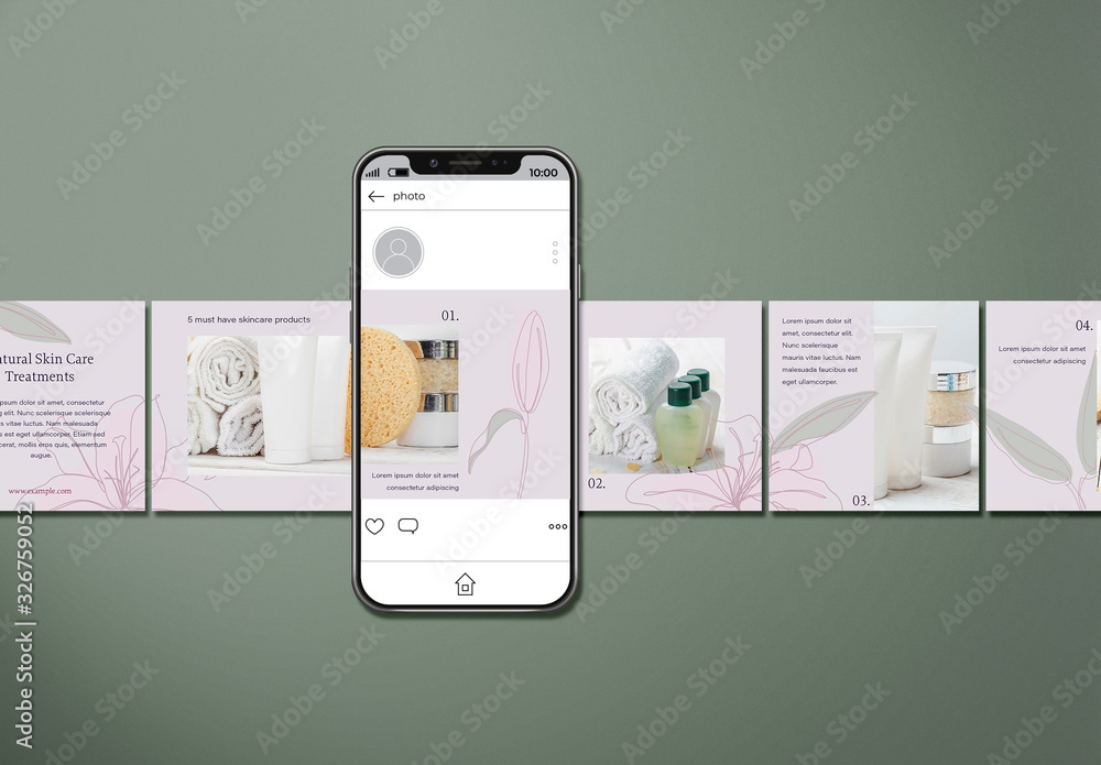 Social Media Carousel Post Layout Set with Hand Drawn Illustrations ...