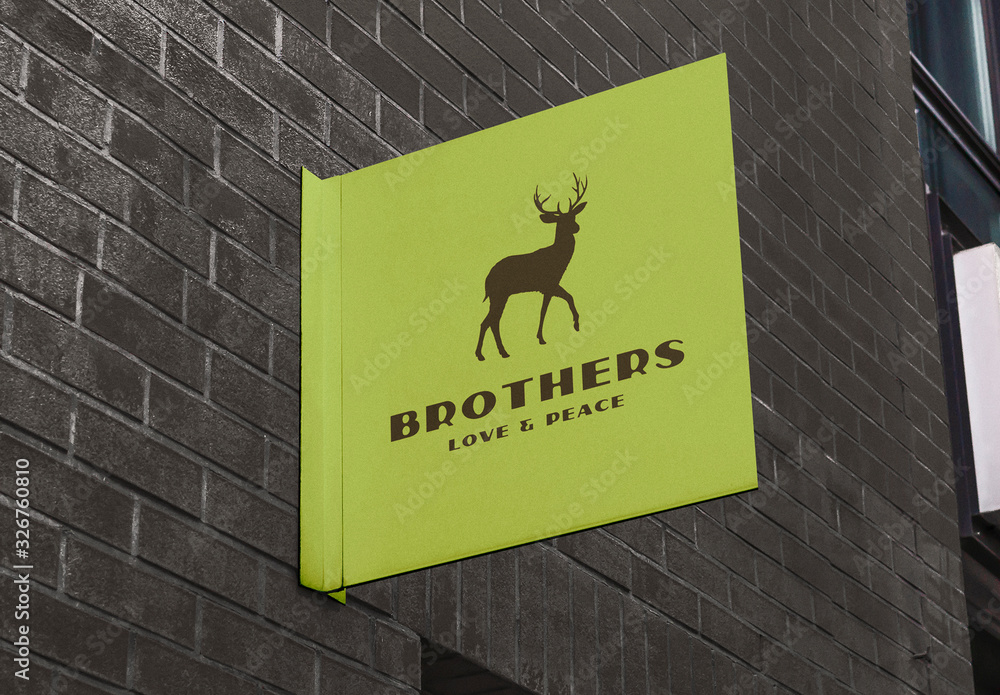 Entrance Logo Mockup Wall Mount Sign Plastic Stock Template | Adobe Stock